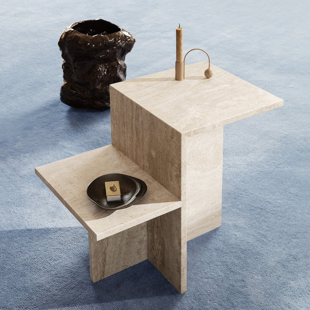 Distinct Side Table - Travertine – Hausful